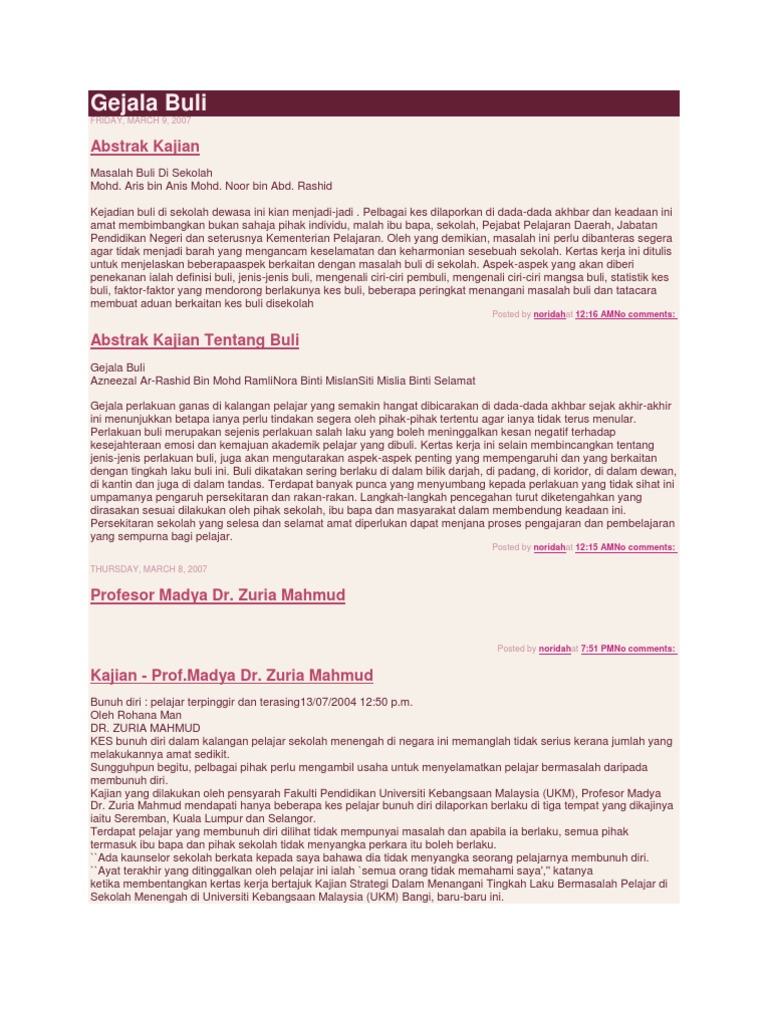 Gejala Buli | PDF