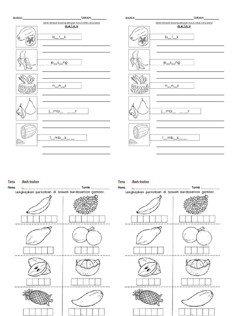 LEMBARAN KERJA Buah Buahan | PDF