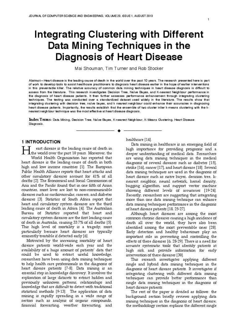 Integrating Clustering With Different Data Mining Techniques in The Diagnosis of Heart Disease ...