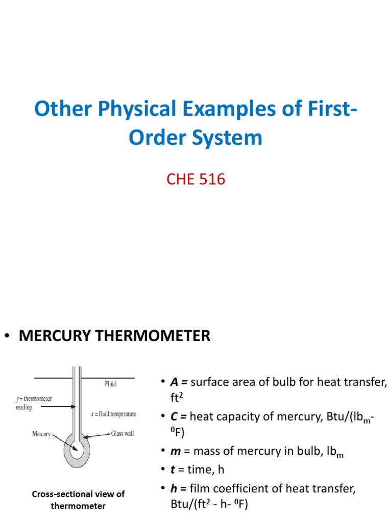 Other Physical Examples of First-Order System - LEC 5 | PDF | Chemical ...