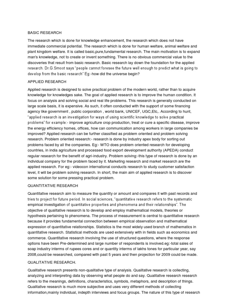 Basic Research | PDF | Quantitative Research | Qualitative Research