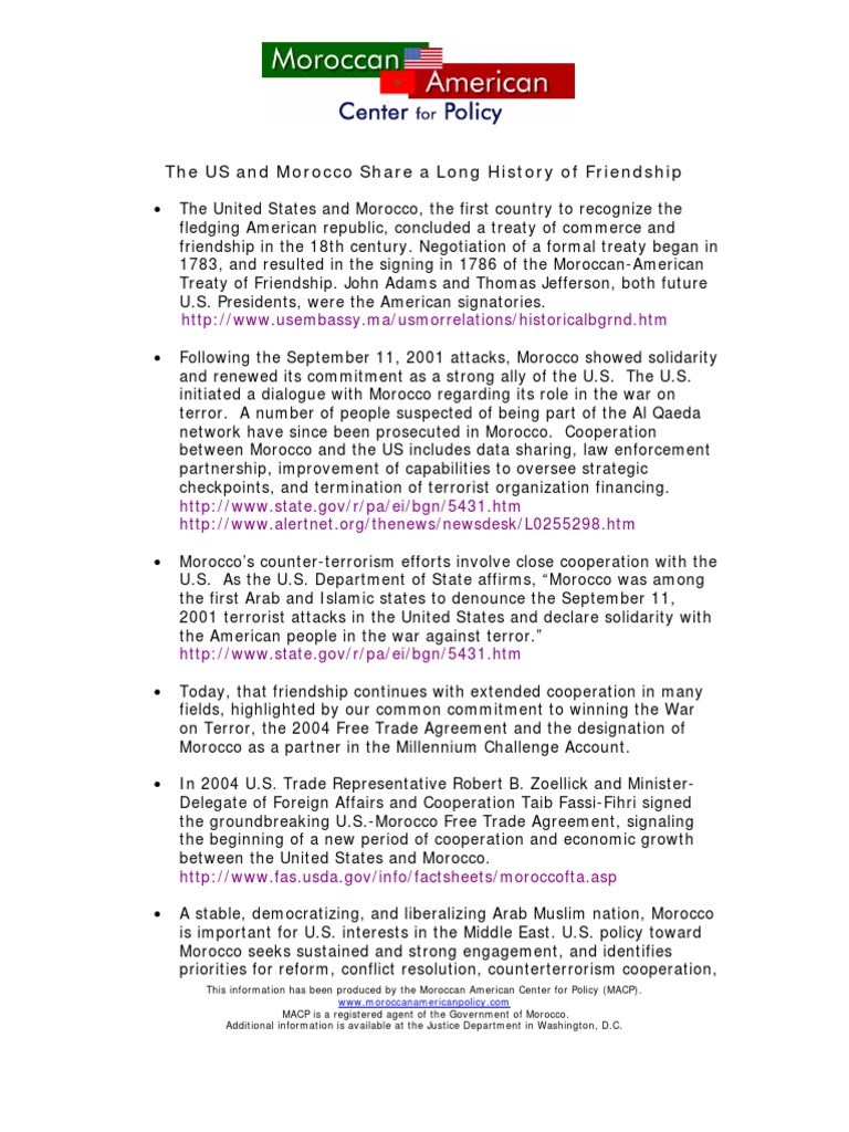US Moroccan Alliance Factsheet 17 APR 07 | PDF | Morocco | War On Terror