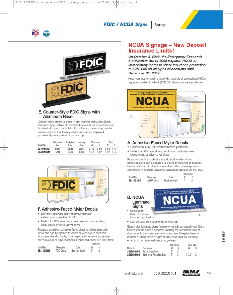 NCUA Signage - New Deposit Insurance Limits! | Download Free PDF ...