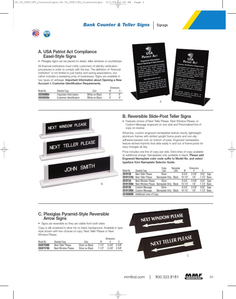 Bank Teller Signage Solutions | PDF