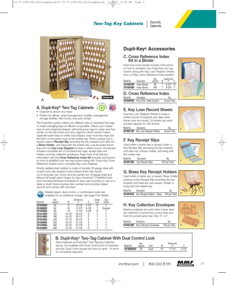 Dupli-Key Accessories: Two-Tag Key Cabinets | PDF | Computing And ...