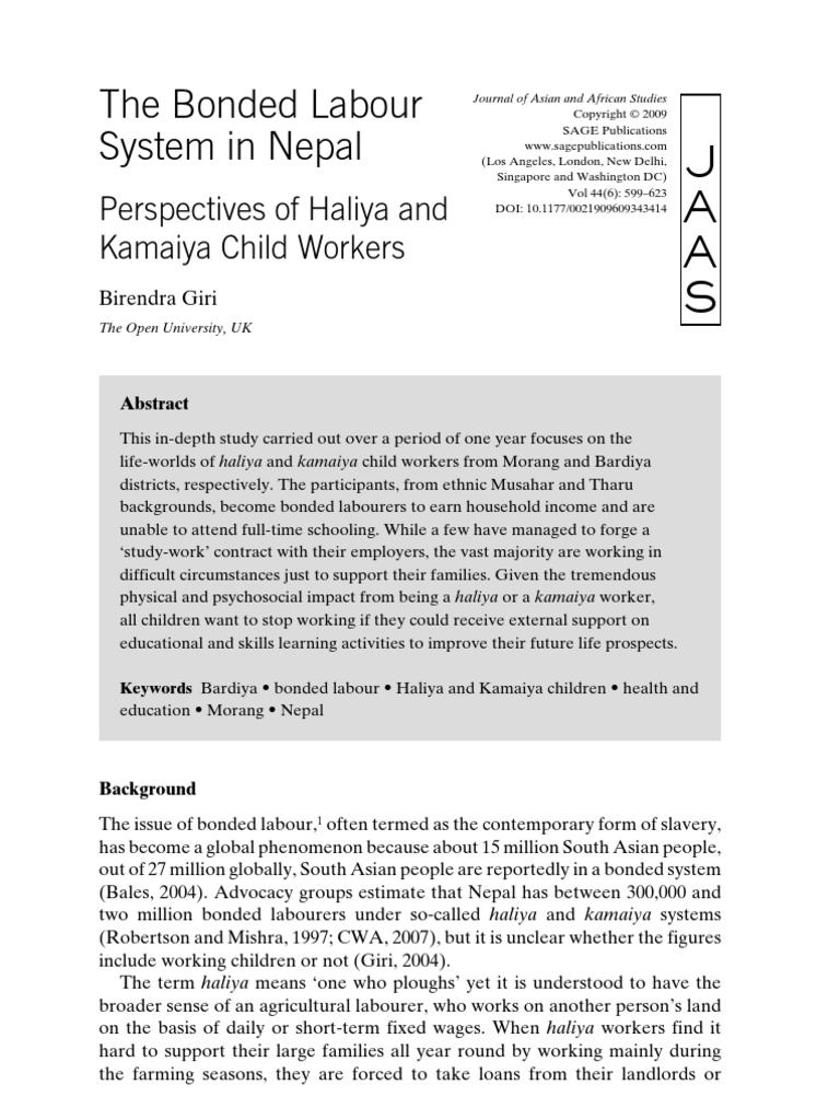 The Bonded Labour System in Nepal: Perspectives of Haliya and Kamaiya ...