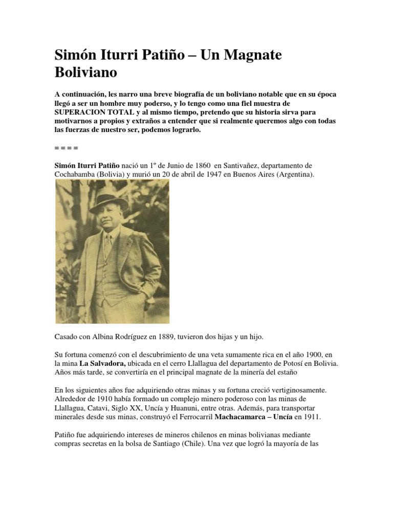 Simón Iturri Patiño | PDF | Política (general) | Personas