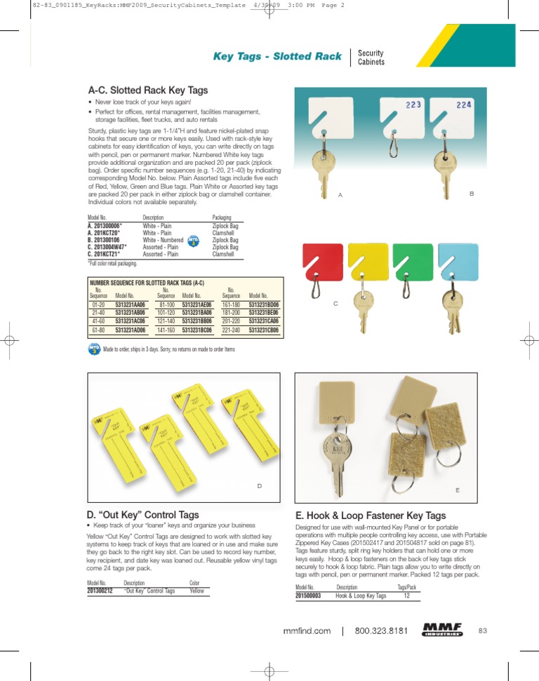 A-C. Slotted Rack Key Tags | PDF