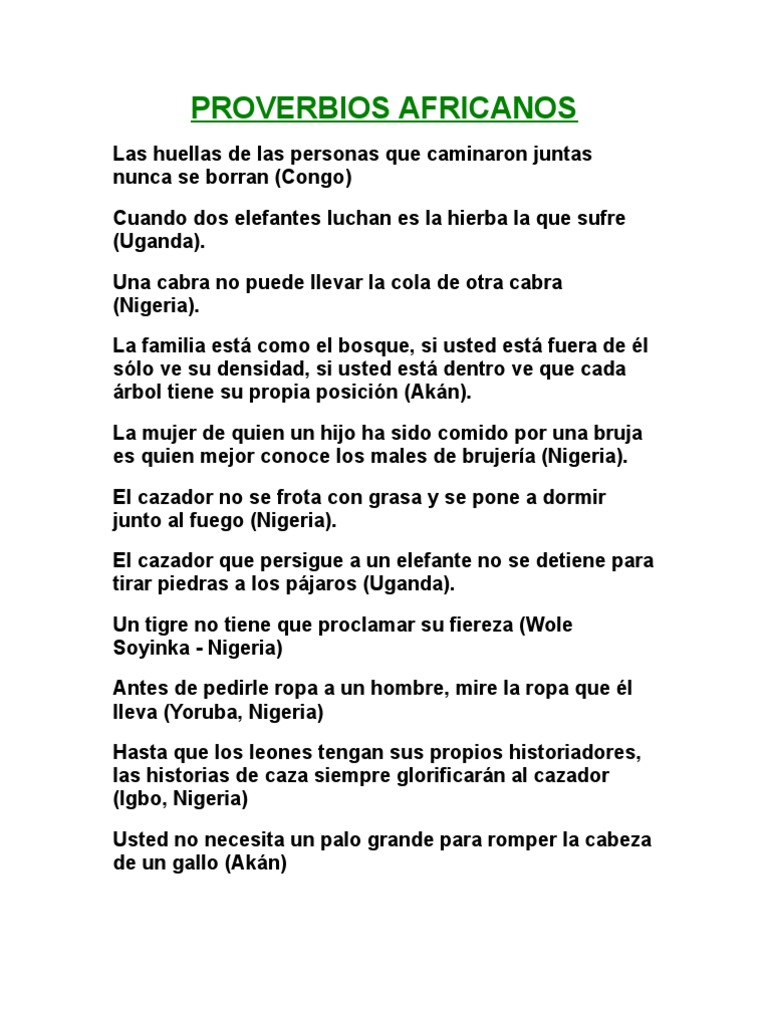 Proverbios Africanos | PDF | Salud y bienestar | Medicina