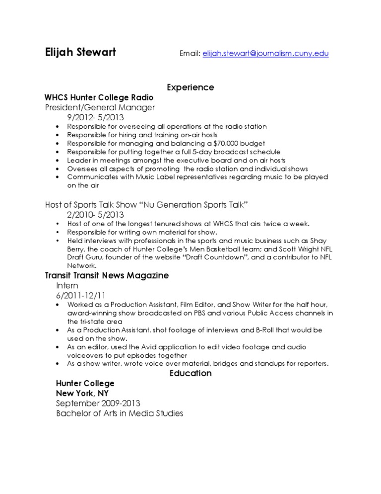 Media & Radio Management Resume | PDF