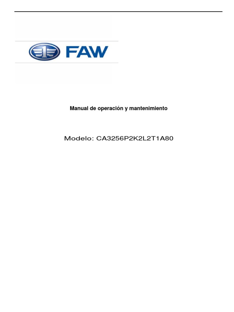 Manual de Operación y Mantenimiento FAW PDF | PDF | Transmisión (Mecánica) | Eje