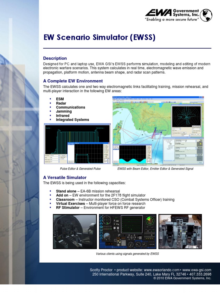 EW Scenario Simulator (EWSS) Fact Sheet | Electronic Warfare | Radar