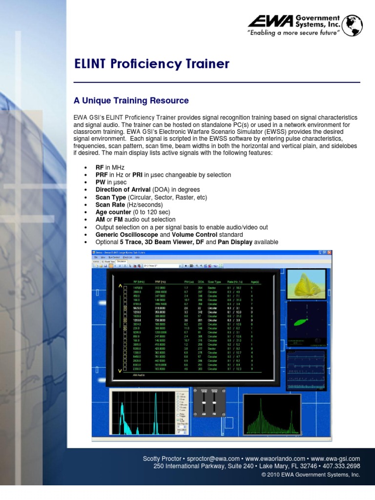 ELINT Proficiency Trainer Fact Sheet | PDF | Computers