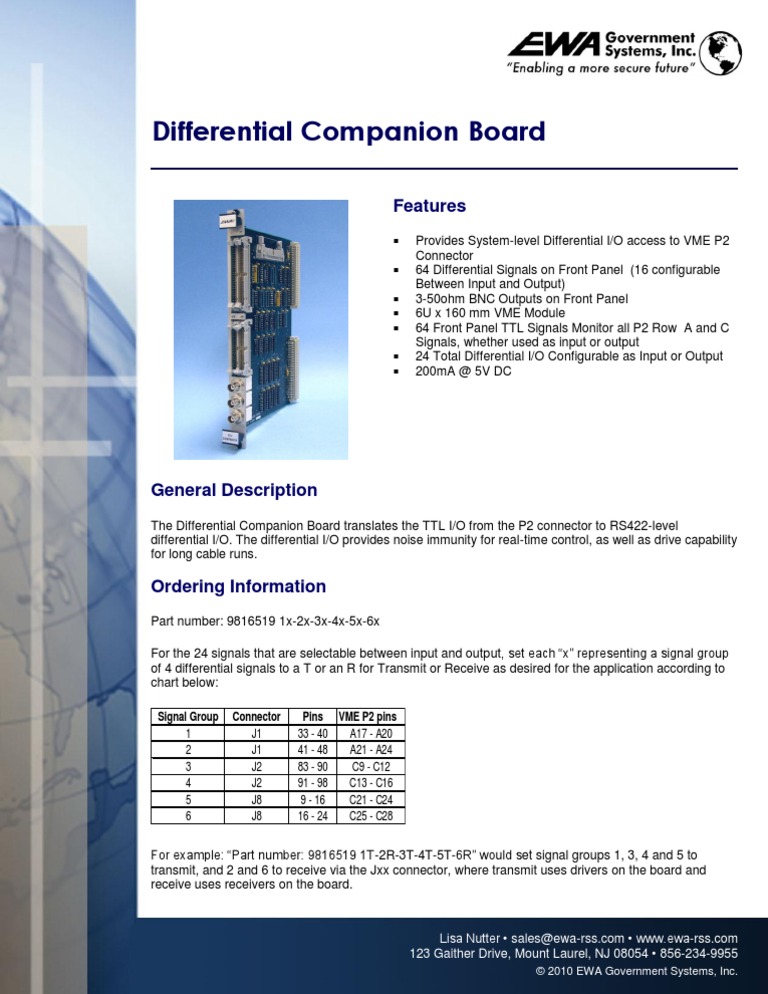 Differential Companion Board Fact Sheet | PDF | Business
