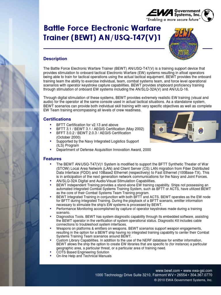 Battle Force Electronic Warfare (BEWT) Fact Sheet | PDF | Floppy Disk ...