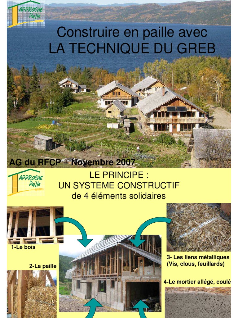 Construire en Paille avec la Technique GREB | PDF | Mortier (matériau ...