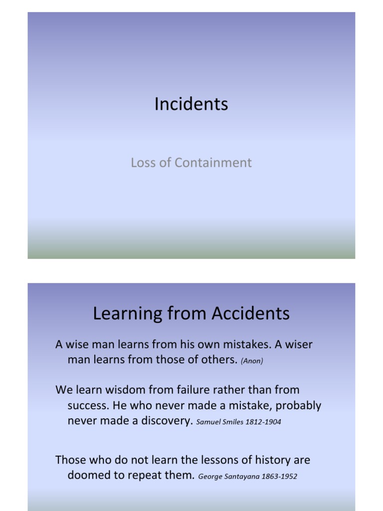 Loss of Containment Incidents Overview | PDF | Personal Protective ...