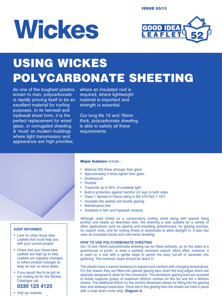 Using Wickes Polycarbonate Sheeting | PDF
