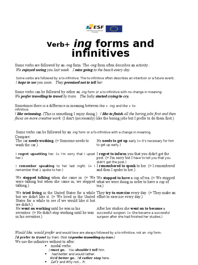 Verb Patterns | PDF | Noun | Object (Grammar)