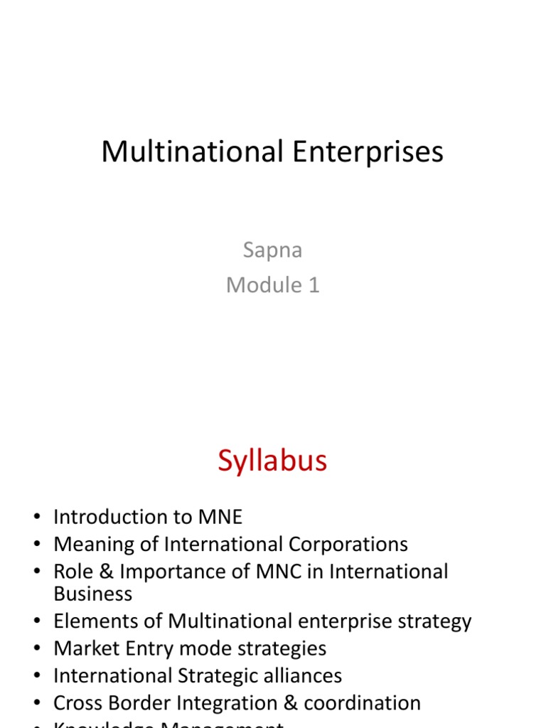 Multinational Enterprises | PDF | Multinational Corporation | Exports