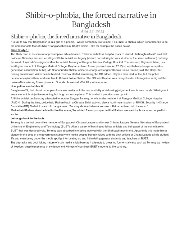Understanding Shibir-o-phobia in Bangladesh | PDF | Bangladesh ...