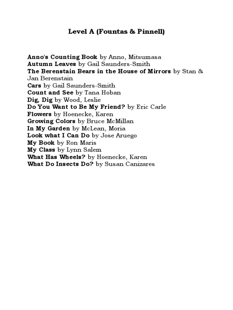 Leveled List of Books All Levels | PDF | Children's Literature