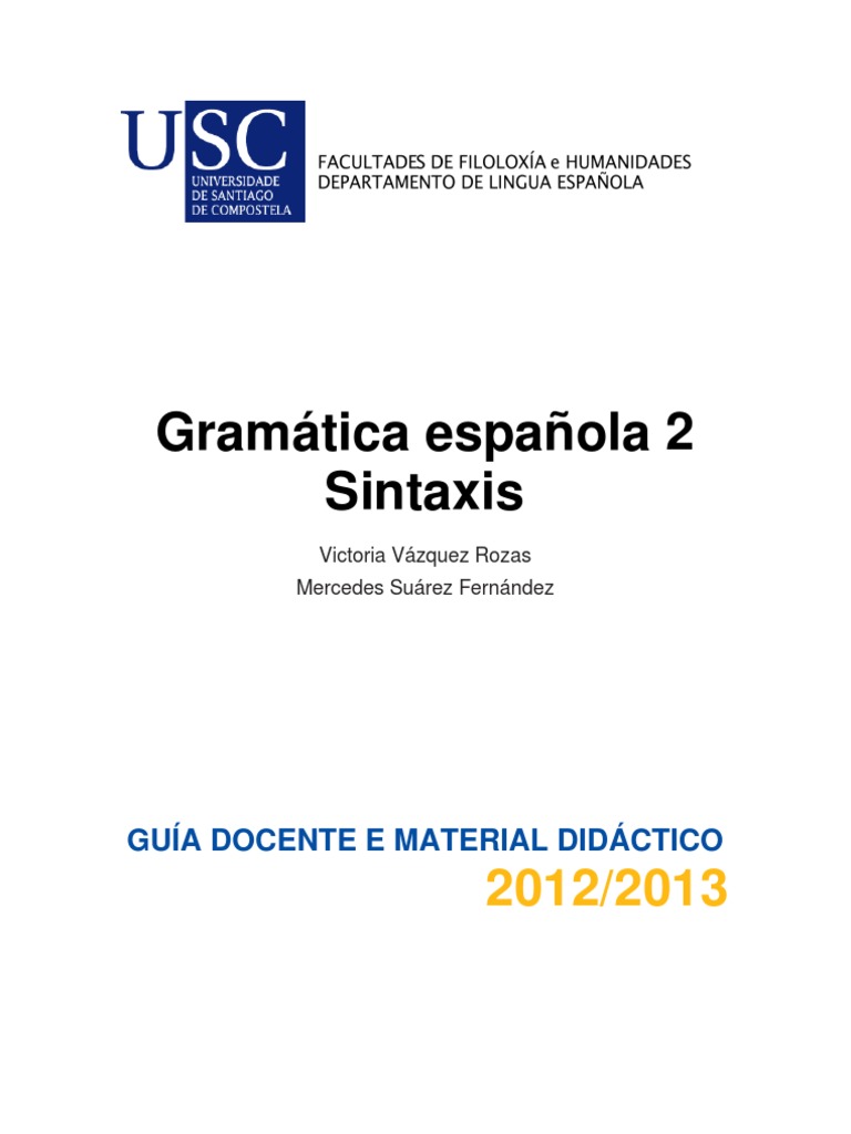 Sintaxis Gramatica | PDF | Sintaxis | Verbo