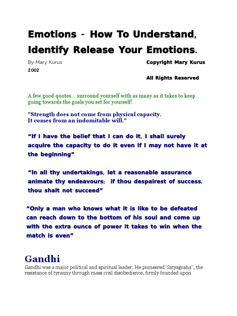 Emotions How To Understand | PDF