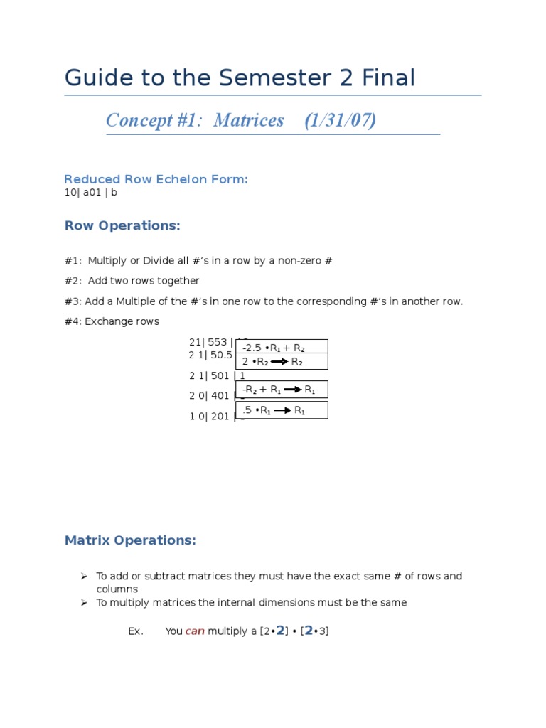 Guide To The Semester 2 Final v1 | PDF | Polynomial | Summation