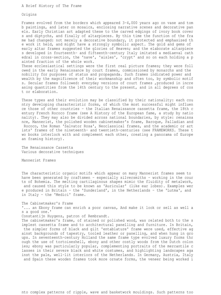 The History of The Picture Frame | PDF | Altarpiece | Baroque