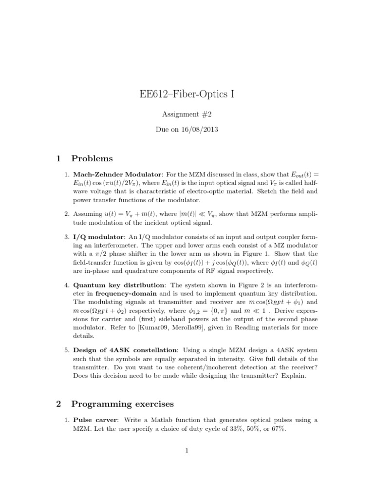 Ee 612 Assignment 2 | PDF | Modulation | Telecommunications Engineering