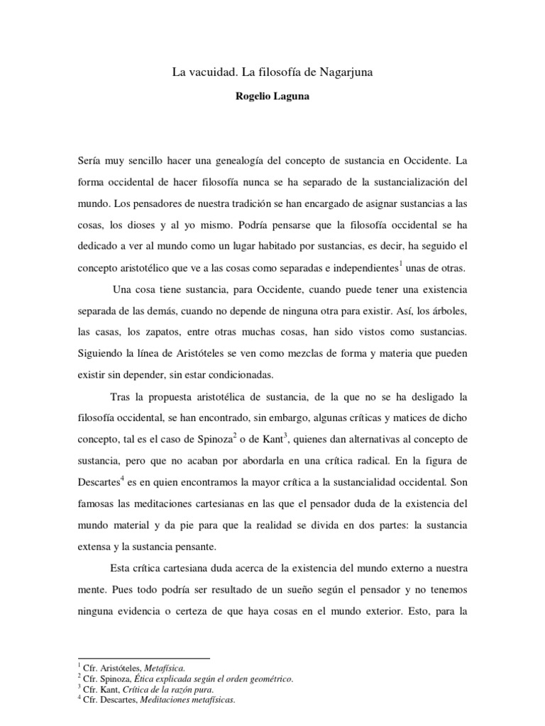 La Vacuidad. La Filosofía de Nagarjuna | PDF | Existencia | Filosofía