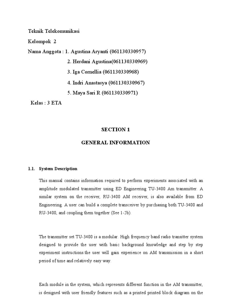 Section 1 General Information: 1.1. System Description | PDF