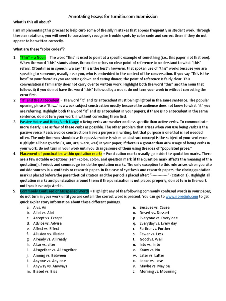 Annotating Essays For Turnitin | PDF | Punctuation | Citation