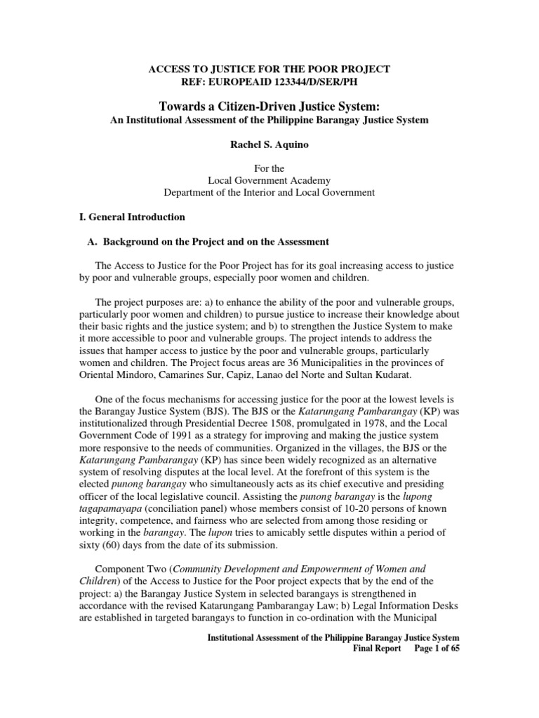 Towards A Citizen-Driven Justice System: An Institutional Assessment of ...