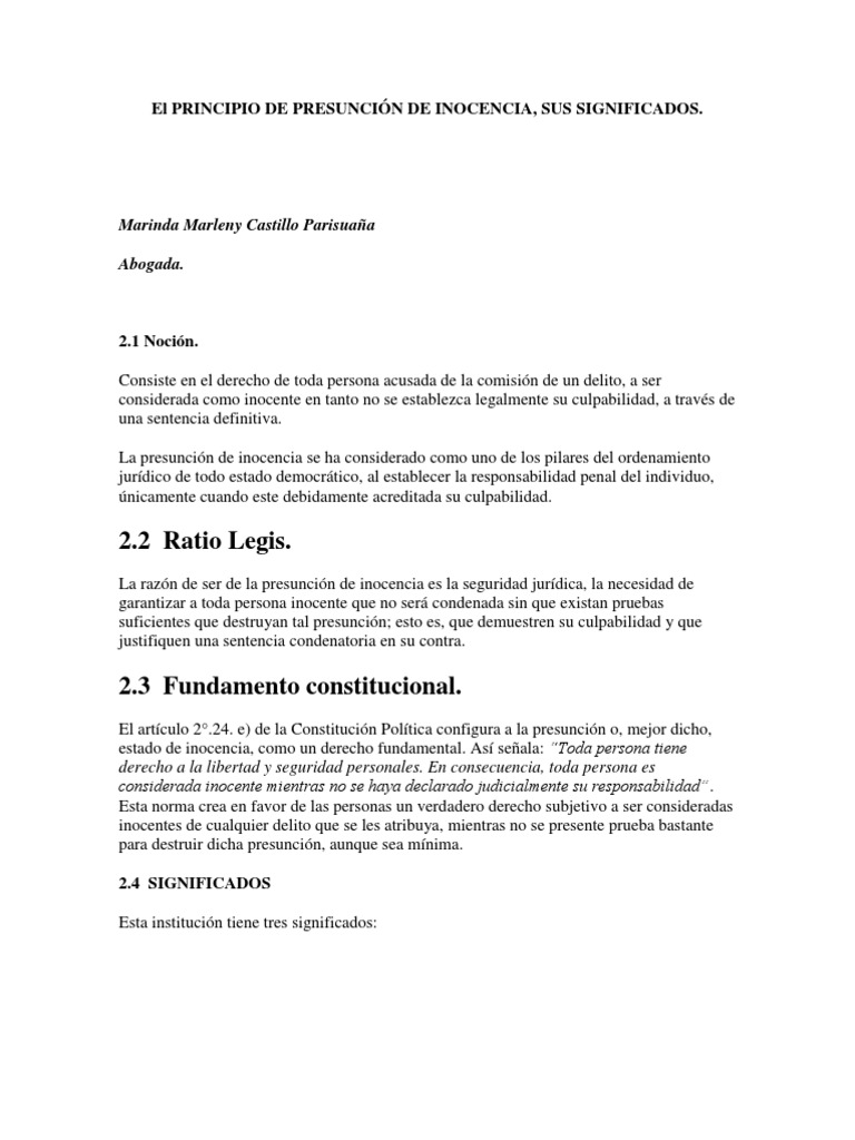 El PRINCIPIO DE PRESUNCIÓN DE INOCENCIA 3 | Evidencia (ley) | Derecho penal
