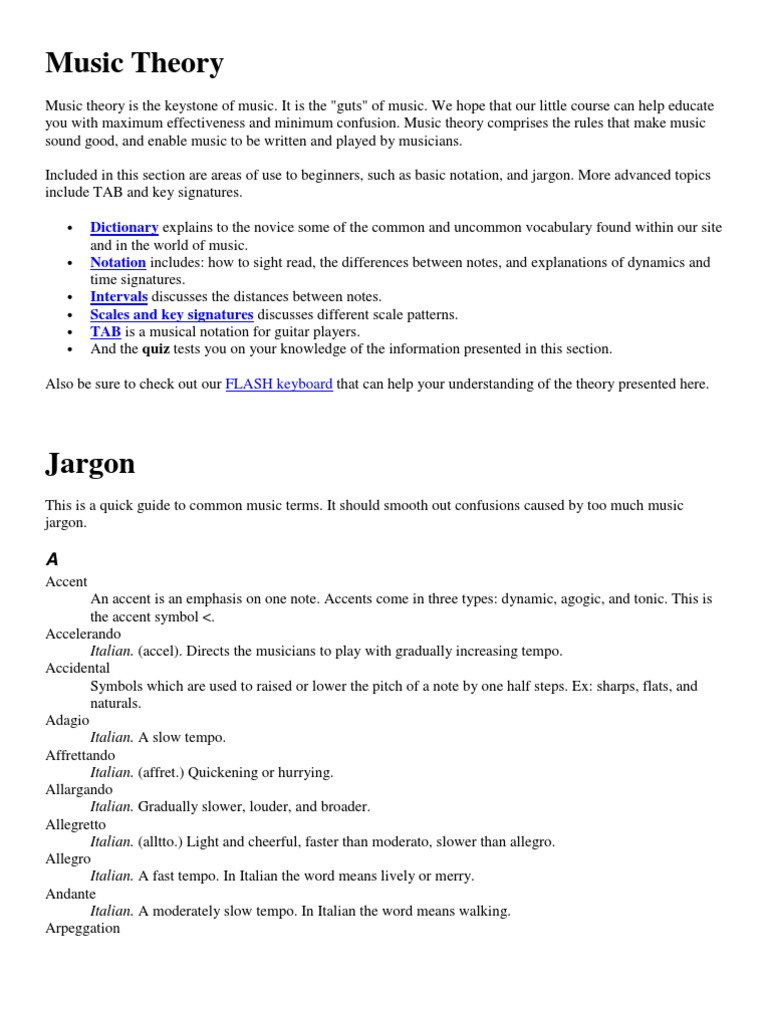 Music Theory: Dictionary Notation Intervals Scales and Key Signatures ...
