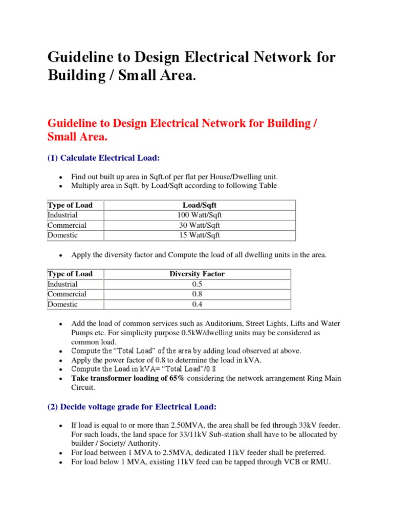 Electrical Network Design Guidelines | PDF