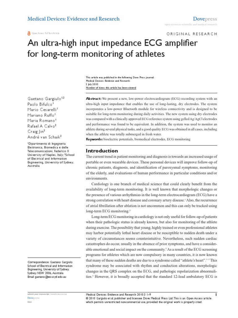 Ultra High Input Impedance ECG Amplifier For Long Term Monitoring of ...