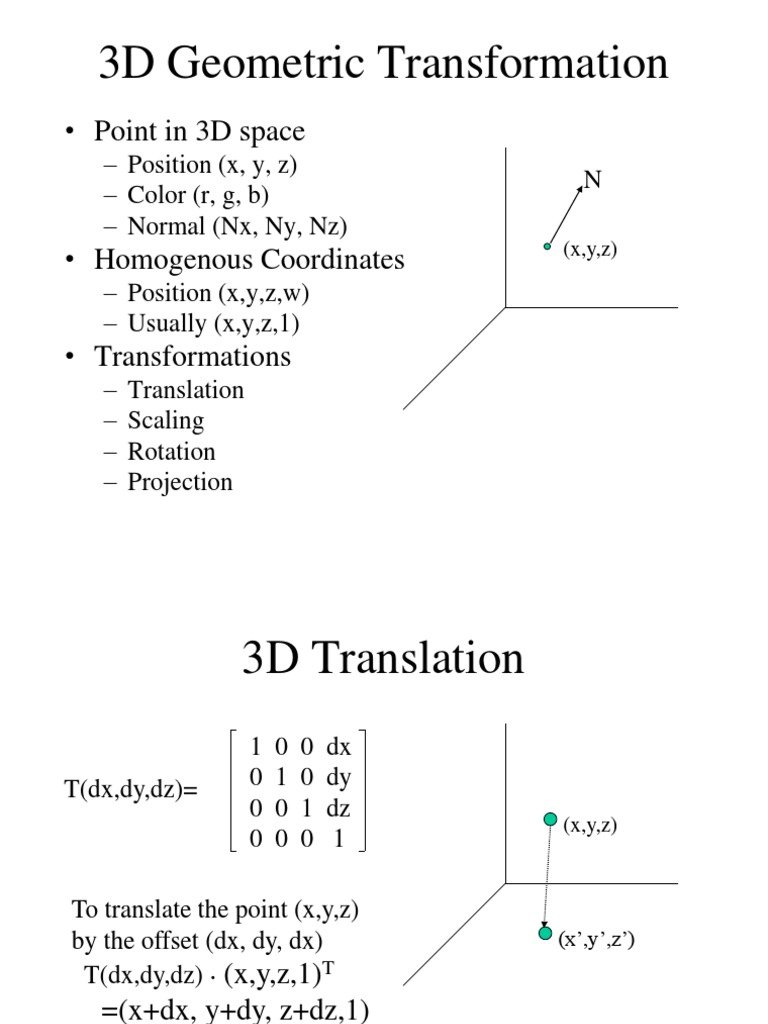 3D Geometric Transformation: - Point in 3D Space | PDF