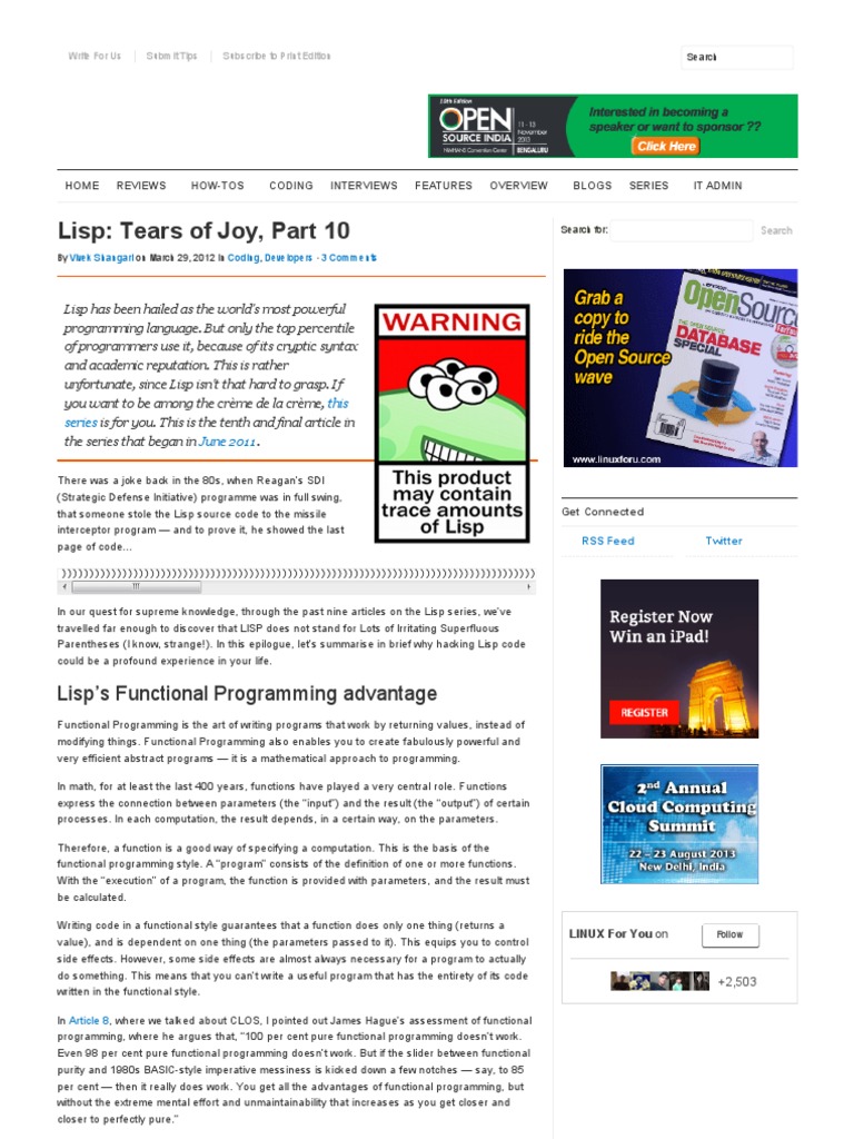 Lisp - Tears of Joy Part 10 | PDF | Parsing | Functional Programming Lisp - Tears of Joy Part 10 | PDF | Parsing | Functional Programming