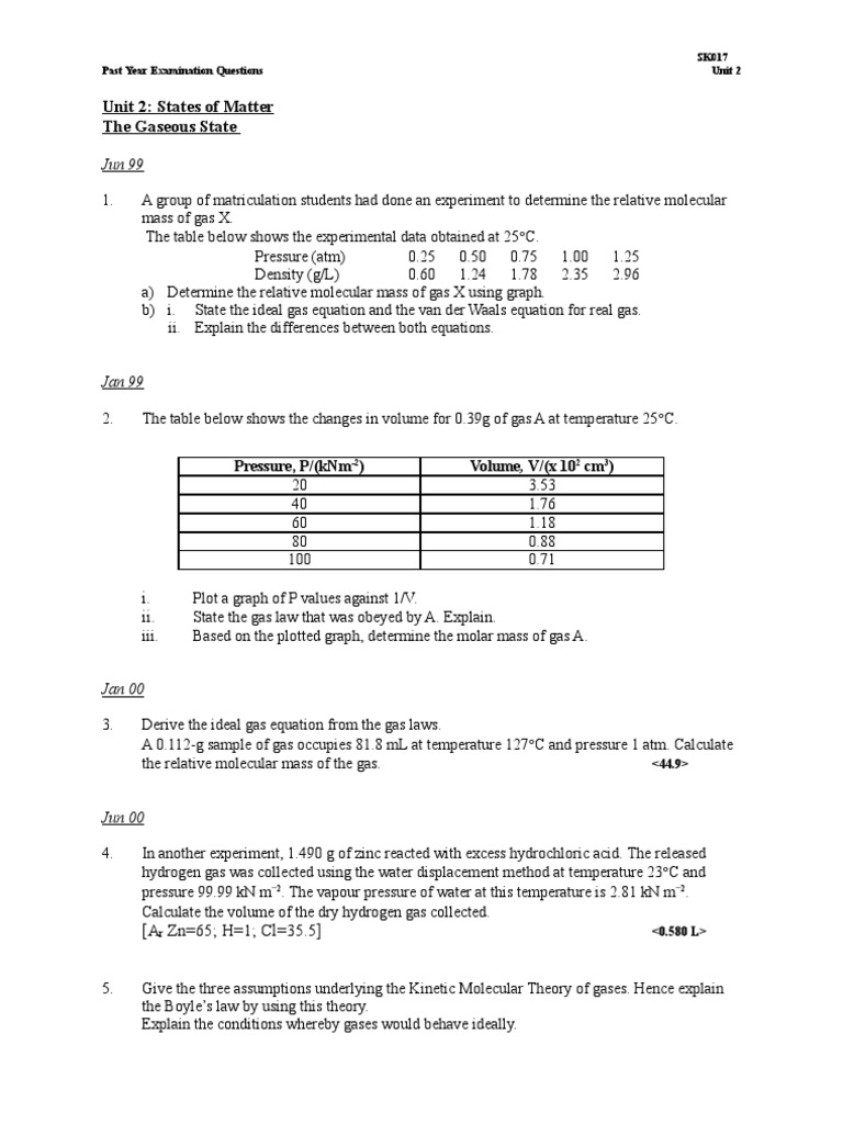 Molar Mass and Gas Laws in Experiments | PDF | Gases | Boiling