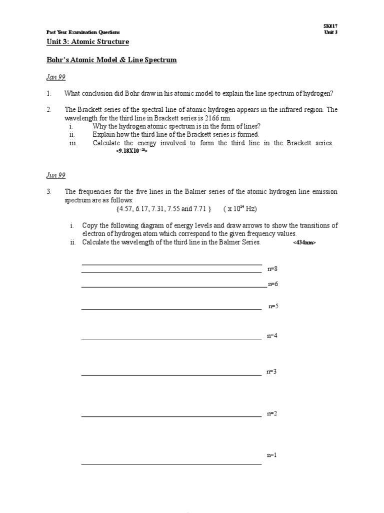 Sem1 Unit3 Atomic Structure | PDF | Electron Configuration | Atomic Orbital
