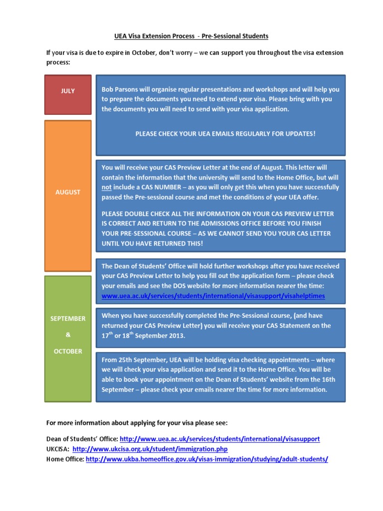 UEA Visa Extension Guide for Students | PDF