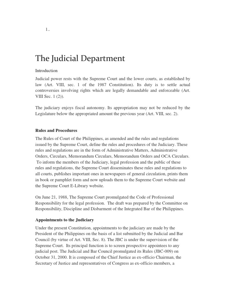 The Judicial Department | Judiciaries | Supreme Courts