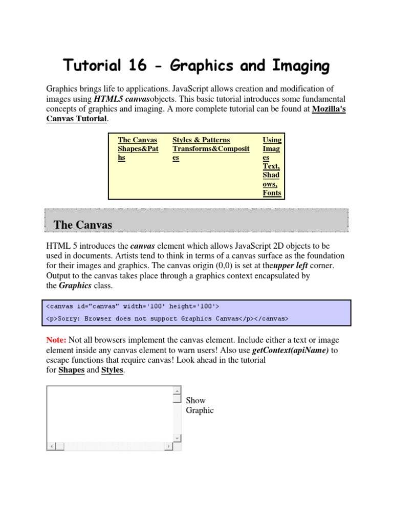 A Guide to Fundamental Graphics and Imaging Concepts Using HTML5 Canvas ...