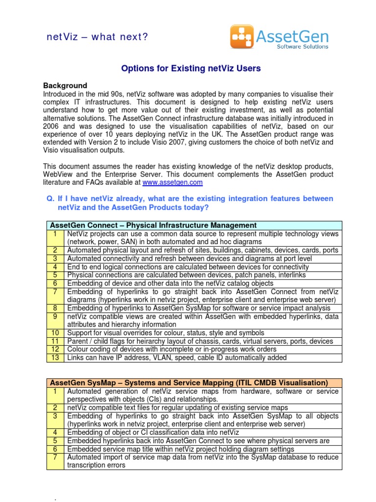 AssetGen NetViz Integration Options | PDF | Databases | Hyperlink