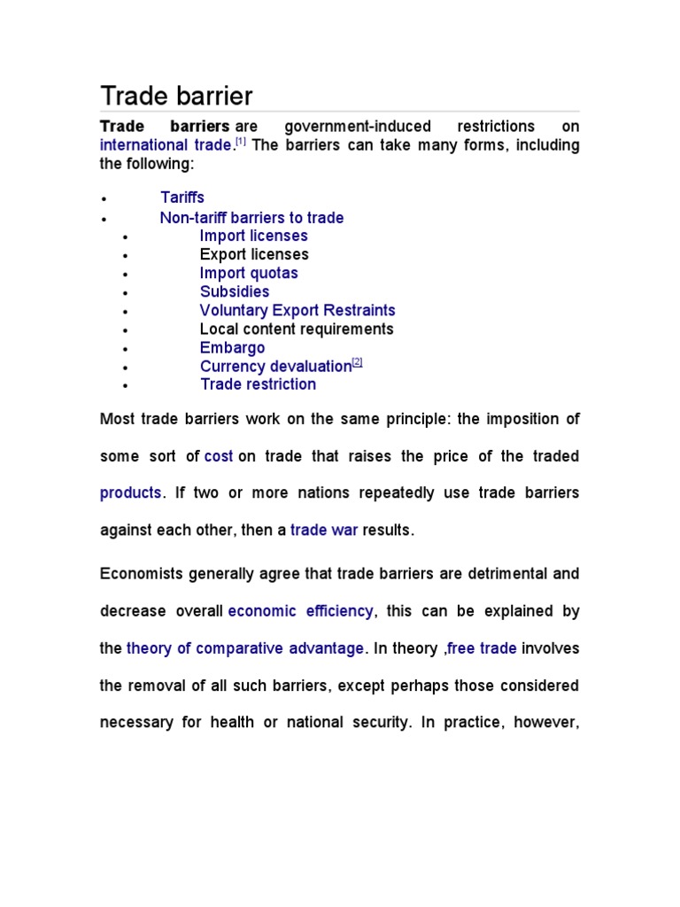 Trade Barrier: Trade Barriers Are Government-Induced Restrictions On ...