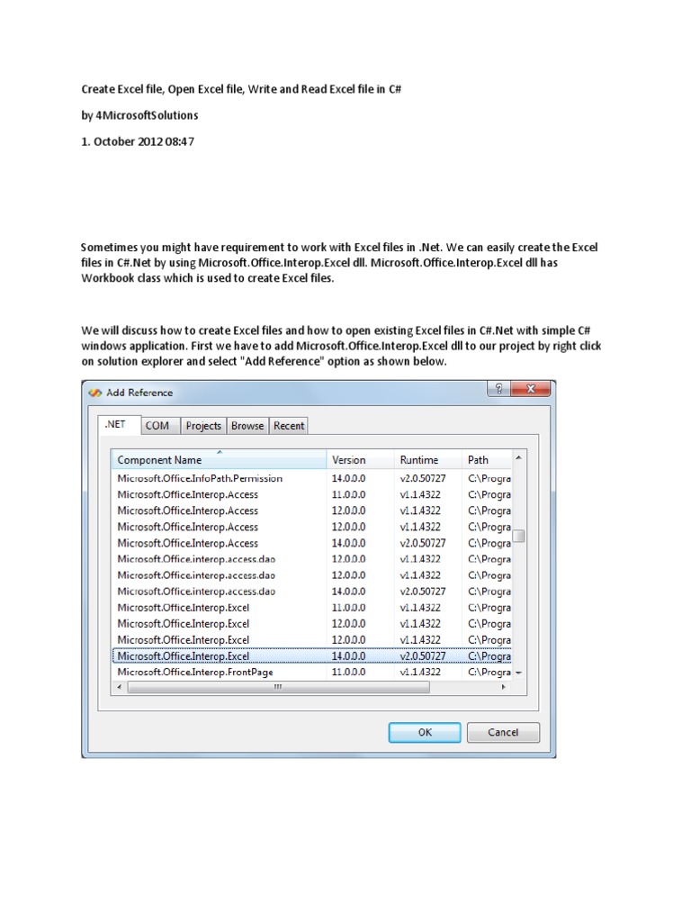 Creating and Manipulating Excel Files in C# - A Guide to Working with Excel Files Using ...