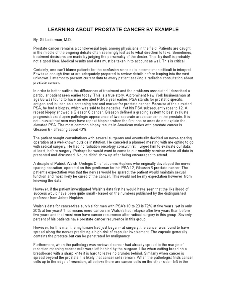 Learning About Prostate Cancer by Example | PDF | Prostate Cancer ...